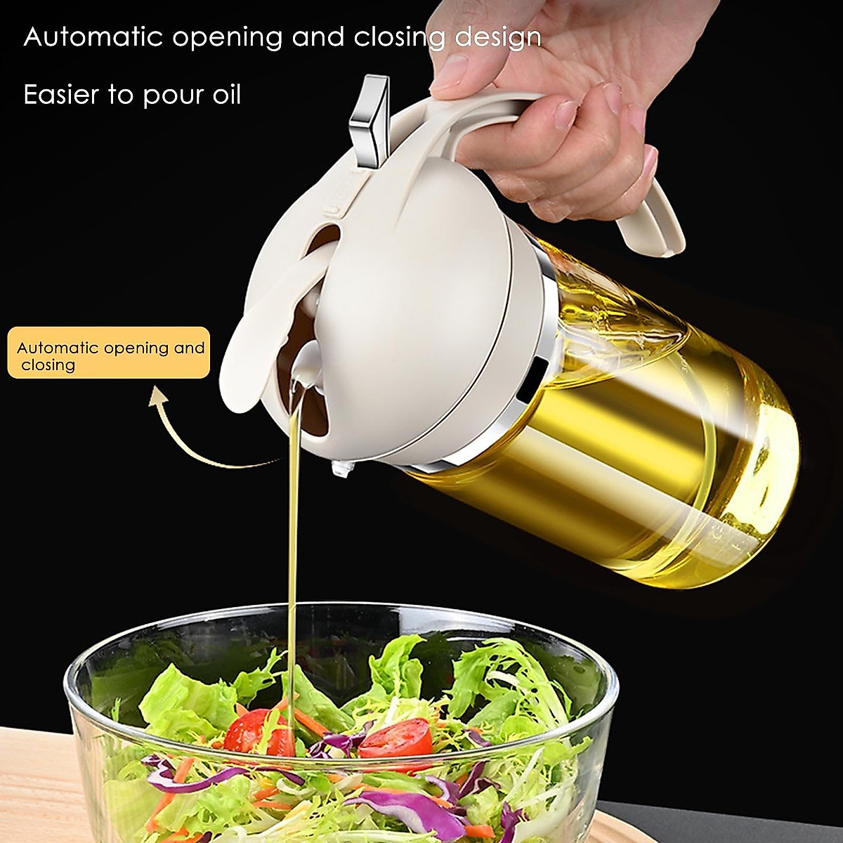 ERICAT Oil Spray Bottle, 2 in 1 Spraying and Pouring Oil Bottles, 550ml Large Capacity with Scale, Oil Sprayer Mister Dispenser, Refillable Food Grade Oil Vinegar Spritzer Sprayer Bottles for Kitchen