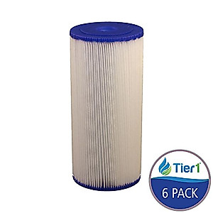 Tier1 20 Micron 10 Inch x 4.5 Inch | 6-Pack Pleated Whole House Sediment Water Filter Replacement Cartridge | Compatible with Pentek ECP20-BB, Hydronix SPC-45-1020, 255491-43, Home Water Filter