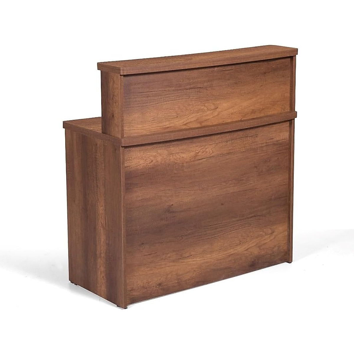 UGOS Mono Walnut Modern Reception Desk w/Transaction Counter | Laminate Desktop | Multifunctional Standing Front Desk for Home, Office, Salon, Spas, and Lobby (40 inch (100 cm))