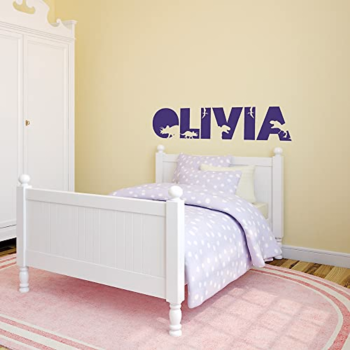 Dinosaur Custom Name Vinyl Wall Decal Sticker Art for Boys and Girls, Dino Theme Bedroom and Nursery Room Decor for Kids