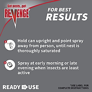 REVENGE Wasp & Hornet Killer Aerosol, 15 oz Ready-to-Use Spray for Wasps, Hornets and Yellow Jackets, Kills Entire Nest