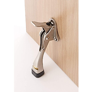 Gotega Door Stopper, 1/2/4 Packs Kickdown Door Stop with One Touch Adjustable Height and Rubber Tip, Door Stops (4 inch x 2 Pack, Chrome)