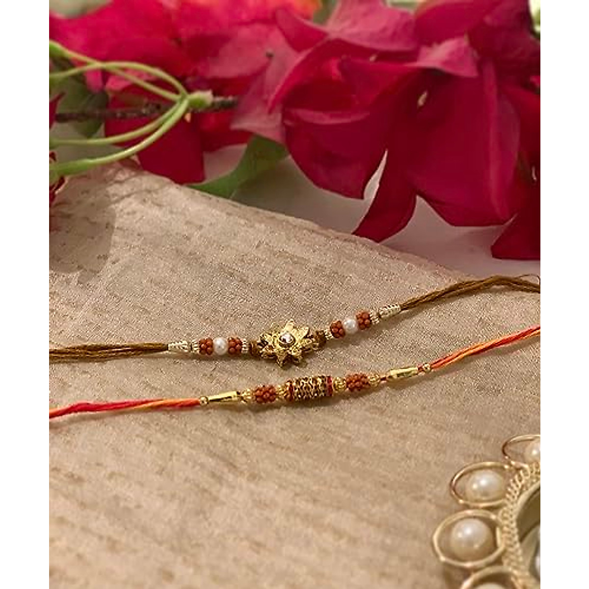 Rakhi for Brother Set of 2 with Greeting Card, Beautiful Designer Raksha Bandhan Rakhi Gift Set for Brother Bhaiya Bhai Bro, Traditional Indian Style Rakshbandhan Rakhi Gifts for Brother