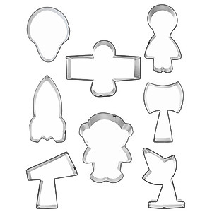 Space Alien Series Cookie Cutter Set of 8 pcs, Stainless Steel UFO Fondant Cutters Set Pastry Biscuit Baking Clay DIY Molds for Kids
