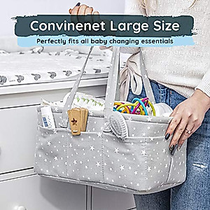 StarHug Baby Diaper Caddy Organizer - Baby Shower Basket | Large Nursery Storage Bin for Changing Table | Car Travel Tote Bag | Newborn Registry Must Have | Bonus Bottle Cooler | Gray