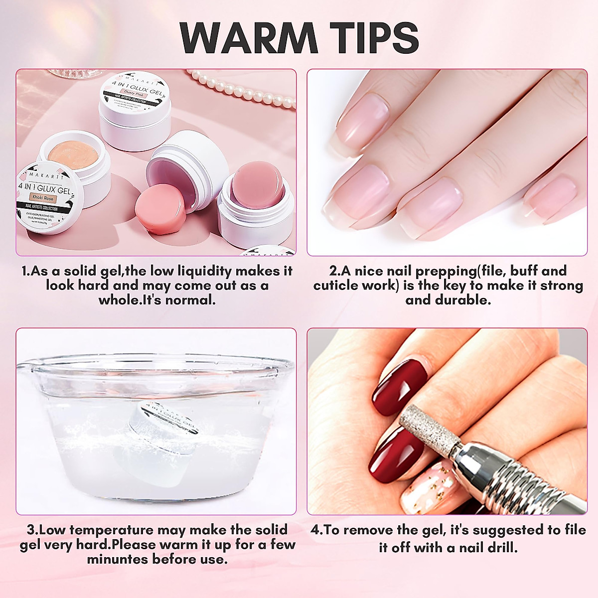 Makartt Solid Gel Builder: 15ML Non-sticky to Hands, White Shimmers Color for Extension 3d Sculpting Nail Art, Hard Gels Molding for Nails UV/LED Lamp Required Pearl Drift