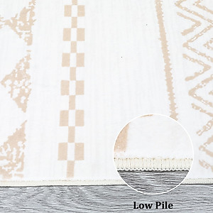 ROYHOME 2x8 Long Hallway Runner Rug Kitchen Rug Runner Moroccan Area Rug Mat Boho Farmhouse Washable Runner Rug Mat for Living Room Entryway Hallway Laundry, 2' x 8' Beige