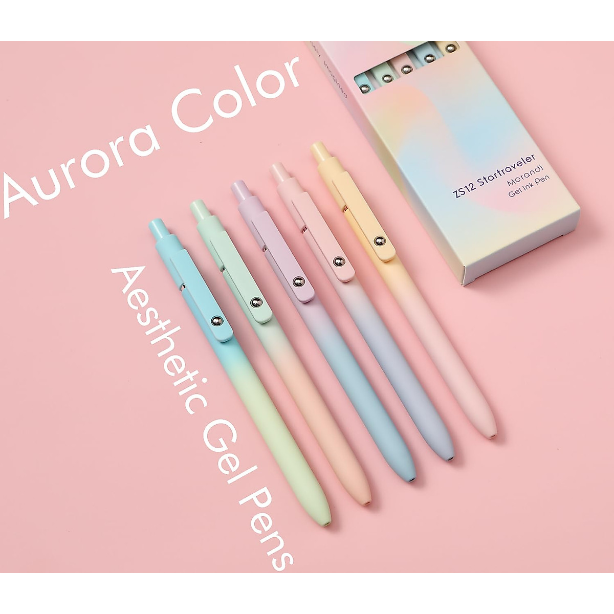 LINFANC Gel Pens 5pcs Cute Pens Medium Point 0.7mm Pen Black Ink Pens for Journaling Aesthetic Pens Gel Pens School Supplies Black Pens Gel Ink Pen Office Supplies