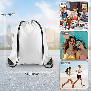 KUUQA 2 Pcs White Drawstring Backpack Drawstring Bag Bulk Sports Cinch Bags String Backpack Storage Bags for Gym Traveling