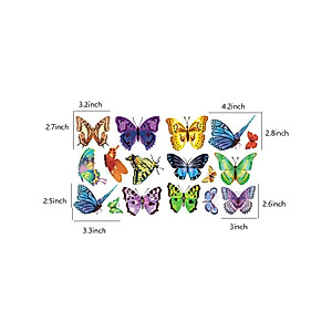 Removable Creative Wall Stickers- 17 Butterflies, Colorful Butterfly Wall Decals Kids Room Mini Wall Decorations Art Sticker Nursery 3D DIY PVC Decal