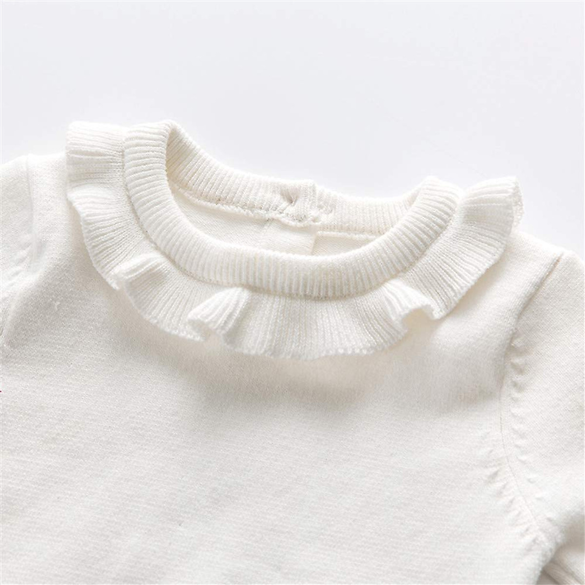 Pullover Sweater for Girls Baby Toddler Knit Crewneck Sweater Sweatshirt Winter Clothes Tops Outfits White
