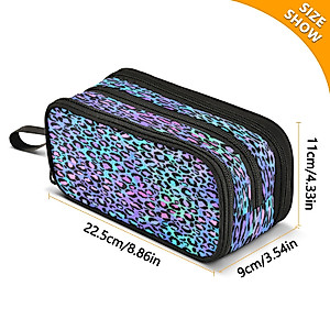 Kcldeci Leopard Print Cute Cheetah Spots Pencil Bag Pen Case, Large Capacity Pencil Bag Stationery Pouch Zipper School Organizer Pencil Pouch Cosmetic Bag Makeup Bag