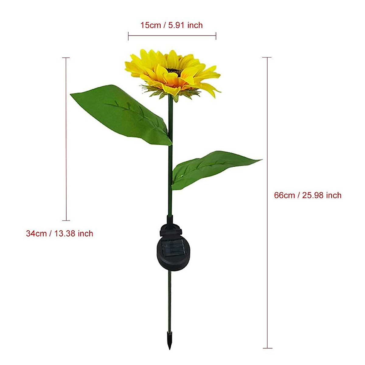 CENGNIAN 26in Sunflower Flower Solar Lights, Solar Fairy Lights Decor Fence Landscape Patio Yard Walkway, Landscape Stake Light for Yard, Pathway, Patio Decor, Solar Lights for Outside