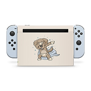 Tacky Design Cute Dog Skin Compatible with Nintendo Switch Skin Wrap Cover, Kawaii Blue Skin for Nintendo Switch Stickers, Premium Vinyl 3M Full Wrap Decal, Compatible with Joy-Con, Console, Dock.