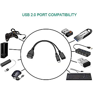 OTG Cable for TV Stick 4K/Max/Lite/Cube, Playstation Classic, SNES Mini, Micro USB Host OTG Adapter with Power (2-Pack)