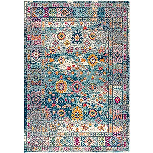 JONATHAN Y BMF103B-3 Bohemian Flair Boho Vintage Medallion Faded Indoor Area-Rug Floral Easy-Cleaning High Traffic Bedroom Kitchen Living Room Non Shedding, 3 ft x 5 ft, Navy/Cream