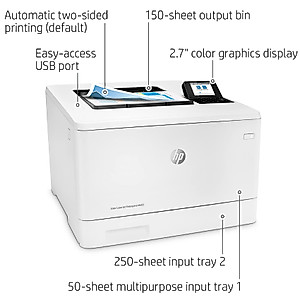 HP Laserjet Enterprise M455dnA Single-Function Wired Color Laser Printer for Home Office, White - Print only - 2.7" Touchscreen, 29 ppm, Automatic Duplex Printing, Ethernet, Cbmou External Webcam