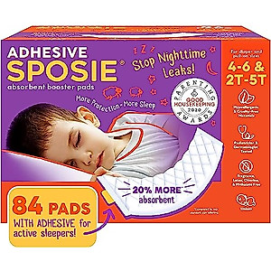 Sposie Diaper Booster Pads, Stop Leaks in Overnight Diapers, Nighttime Diapers, Baby Diapers, and Disposable Toddler Training Underwear Girls and Boys, Adhesive Diaper Pad, Size 5 Diapers and up