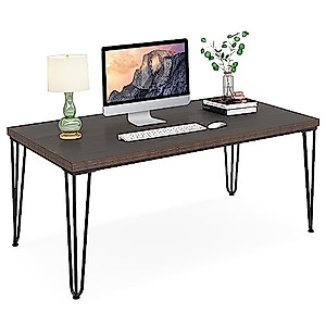 Tribesigns 62.9 Inch Rustic Computer Desk, Large Office Executive Desk with Metal Legs, Simple Writing Study Desk Workstation Conference Table Business Furniture for Home Office