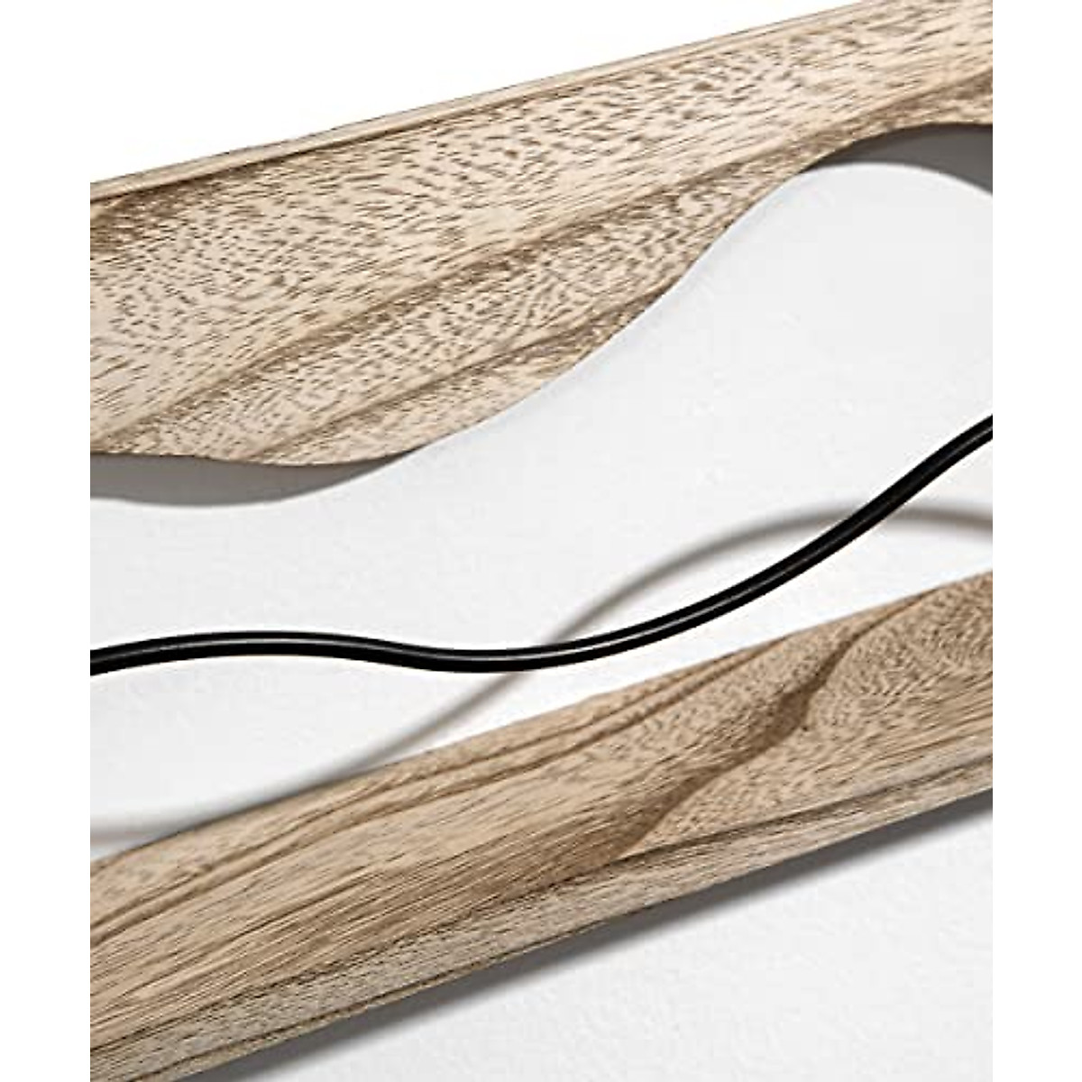 Sapowerntus Wood Book Shelves Wall Mounted, Rustic Nursery Magazine Holder Organizer Vinyl Record Rack with Curve Rail Wave Design, Wall Bookshelf Home Room Office Decor, Set of 2