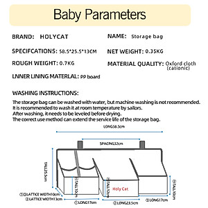 Holy Cat Hanging Baby Diaper Caddy Organizer with Paper Pocket for Changing Table Crib Playard Organization Nursery Organization Hanging Nursery-Apricot