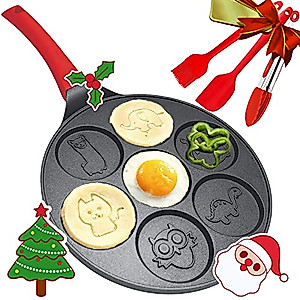 DAYOOH Mini Waffle Maker for Kids Pancake Griddle Animal Crepe Pancake Maker Pan for Kids Omelet Flapjack Nonstick Griddle Pancakes - 5.5inches Handle
