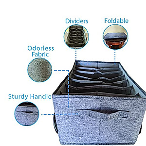 Jean organizer, 2 Pack incl lint brush, 7 grid closet organizer w/handles, Pant/Sweater organizer, Jean organizer for closet/drawer, foldable wardrobe organizer, dividers for Jeans|Pants|Shirts