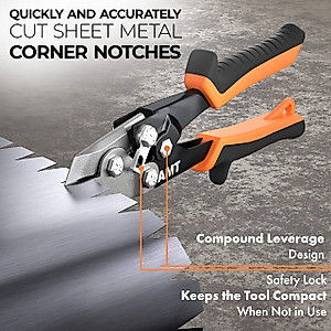 AMERICAN MUTT TOOLS Sheet Metal Hand Notcher, Sheet Metal V Notcher – Cuts 30 Degree V Notch in Sheet Metal – Ductwork Notching Tool, Upholstery Hand Notcher, Sheet Metal Notcher, Ductwork Tools