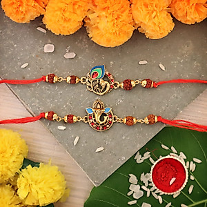 TIED RIBBONS Set of 2 Bhai Dooj Rakhi for Brother with Gift Set | Rakhi for Bhaiya | Mini Card | Tikka Bhai Dooj - Raksha bandhan Rakhi Bracelet for Brother Rakhi 2 Set | Bhai Dooj Roli Rakhi Thread
