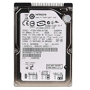 Refurbished- 80GB IDE Hitachi Travelstar 5K160 5400RPM 8MB 9.5mm HTS541680J9AT00