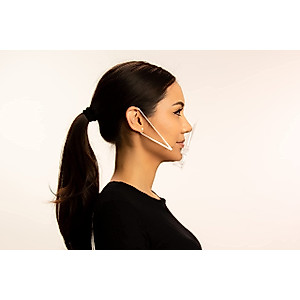 Clear Mask Pro (10 Pack), Clear Hygienic Open Mouth Shield For Restaurants, Food Handlers and Retail -Ultralight Weight Recyclable Mask. -Not For Protection.