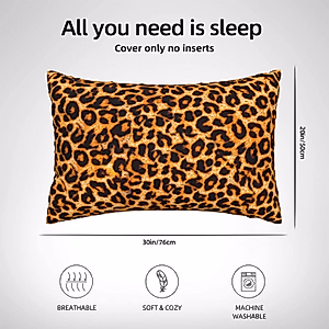 Bed Pillow Protector Zippered Leopard-Print-Camo Soft Pillow Case Cover 20x30 Inches