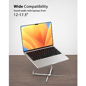 Steklo Laptop Riser - Premium Cooling Stand, Portable Laptop Stand for 12-17.3" Compatible with All Laptops MacBook Pro Air, Ideal Travel Ergonomic Compact Aluminum Adjustable, Foldable Laptop Stand