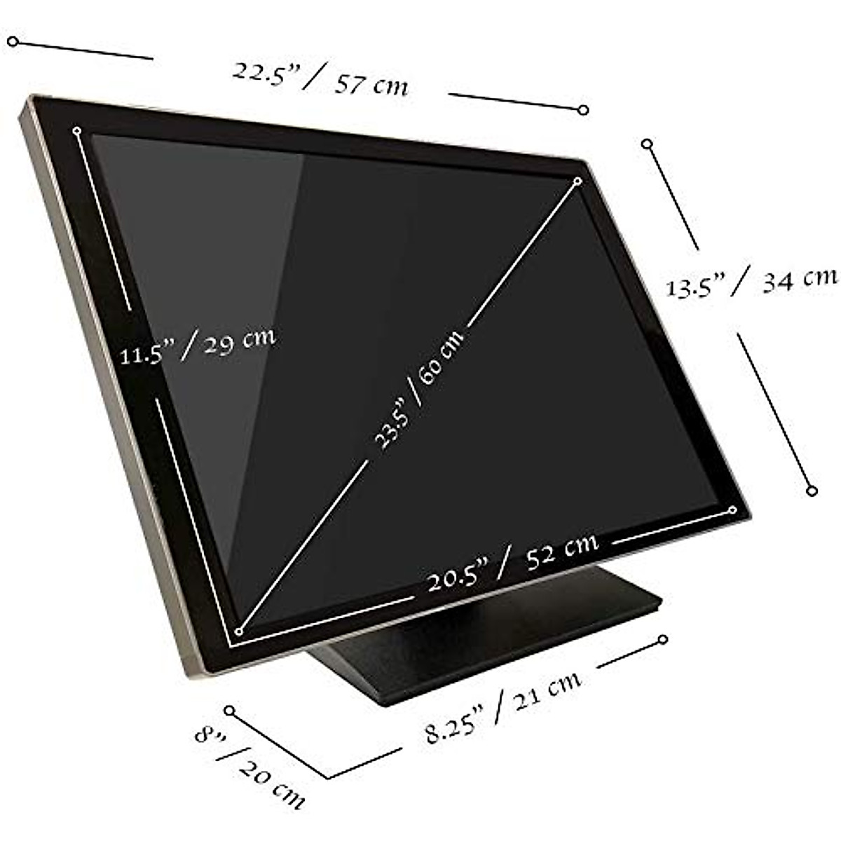 ANGEL POS 24" Metal Housing Capacitive LED Capacitive Multi-Touch HDMI VGA Monitor 16:9 Display 1080p, Seamless Splash Proof Flat Touchscreen, Industrial, Office, Retail, Restaurant