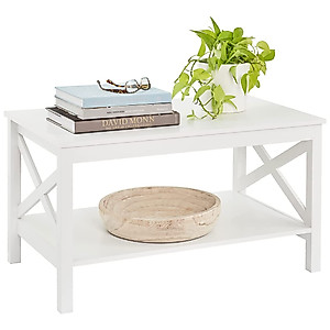ClosetMaid 3930 X-Frame Design Coffee Table with Shelf, White Wood