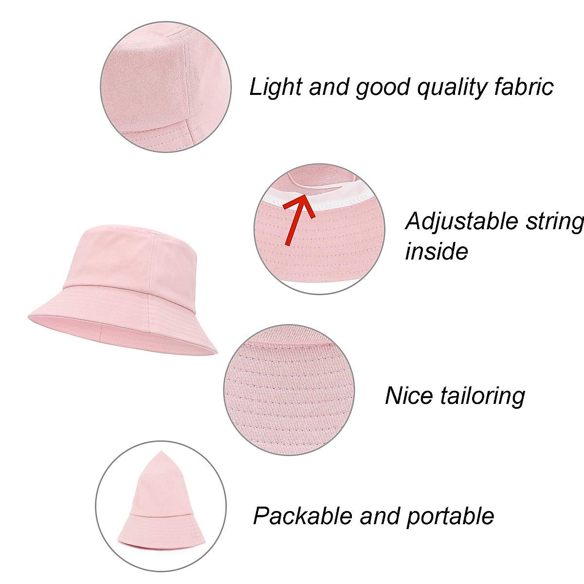 Zando Mens Bucket Hat for Men Packable Fishing Hat Summer White Bucket Hats for Women Unisex Fisherman Hat Sun Hats for Men White One Size