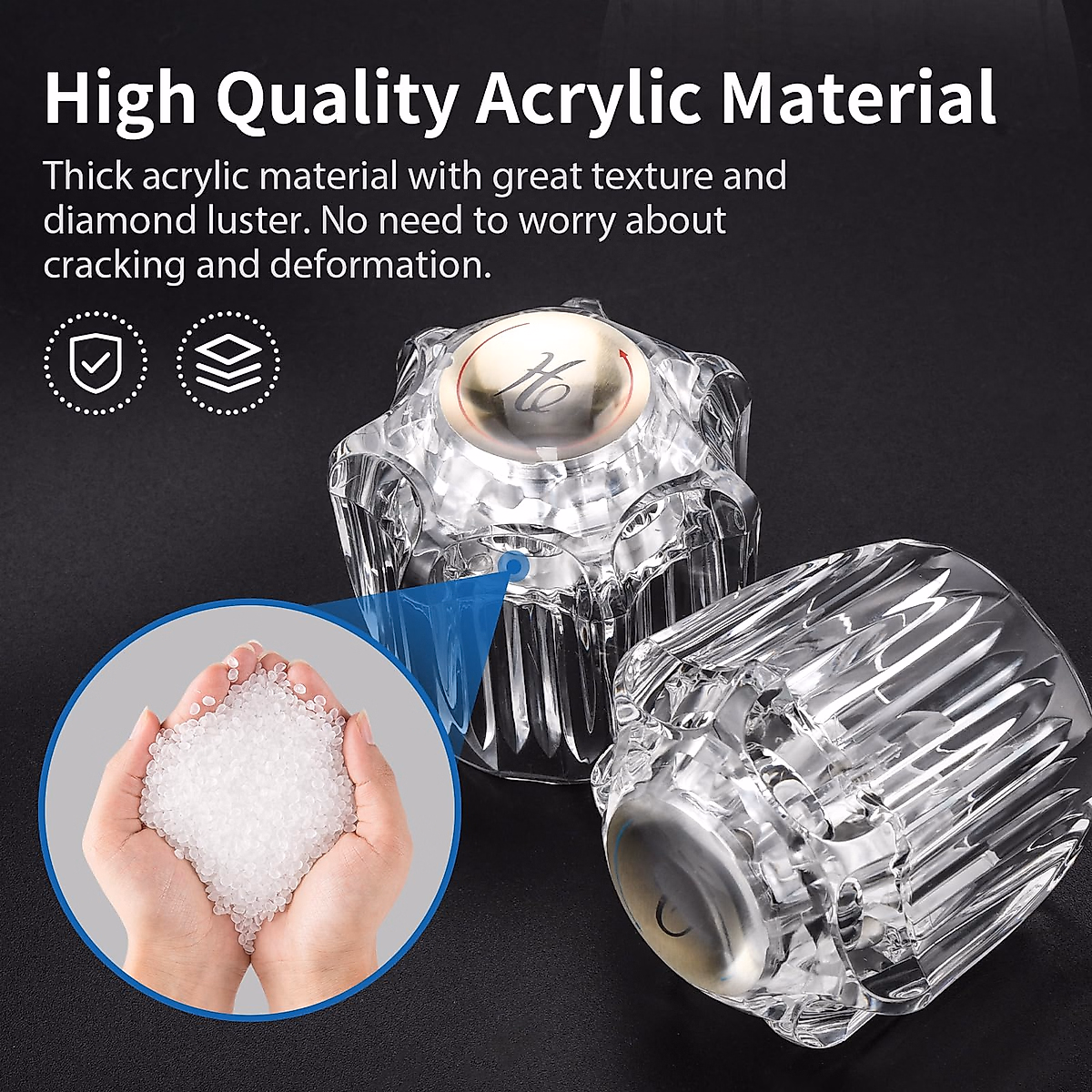 Bathroom Faucet Knobs Replacement, Bathtub Faucet Handles 1 Pair Hot and Cold 2 Knobs with A Screwdriver and Screws Compatible with Delta LDR Delex Peerless Faucets