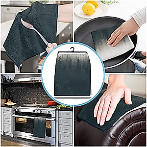 Kitchen Towels 4 Pack 18×28in-Super Absorbent Dish Cloth Monochrome Mystical Fantasy Forest Soft Dish Towel for Home Drying Dishes Heavy Fog Natural Scenery Tea Bar Hand Towels Cleaning Cloths