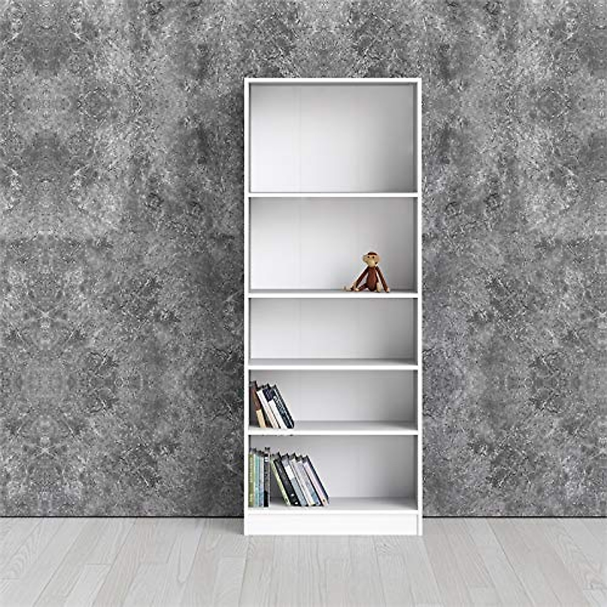 Tvilum Element Wide 5 Shelf Bookcase, Tall, White