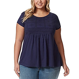 Gloria Vanderbilt Ladies' Embroidered Tee, Crewneck Short Sleeve Tee | Women Short Sleeve Shirt | Womens Top | Women's Tshirts |Summer Tops. - Blue Small