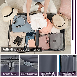 Lulusail LARVENDER Luggage Sets 3 Piece, Expandable(Only 28inch) ABS Durable Suitcase with Travel Bag, Clearance Carry On Luggage Suitcase Set with 360° Spinner Wheels for Women Men, Purple