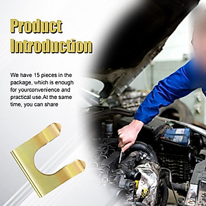 15 Pieces Brake Line Clips Metal Brake Line Retainer U Shaped, Brake Hose Bracket, Parking Brake Cable Clip Replacement Hose Retaining Clip Brake Hose Lock, Cars Trucks Vehicles Parts.