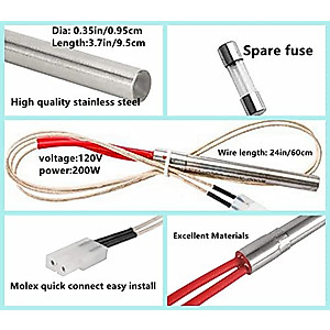 ZHOUWHJJ Fire Pot Burn Pot and Hot Rod Ignitor Kit Replacement Parts Plus Screws and Fuse for Traeger and Pit boss Pellet Grill