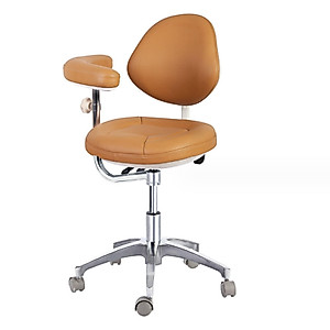 SFKLYU Dental Stool, Doctor Chair Dental Assistant Stool with Armrest Microfiber Leather Height Adjustable for Dental Clinics, Offices, Labs,Orange,47~61CM