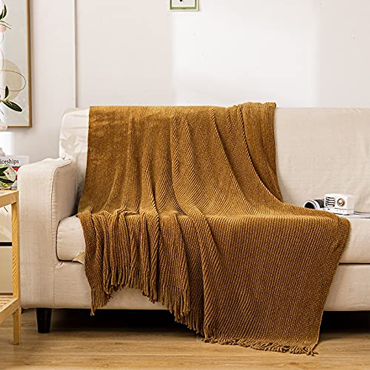 lifein Throw Blanket for Couch - Soft Boho Throw Blanket, Cozy Knit Small Lightweight Blankets & Throws for Bed,Chair,Sofa,Living Room,Home Decor(50 * 60 inches)