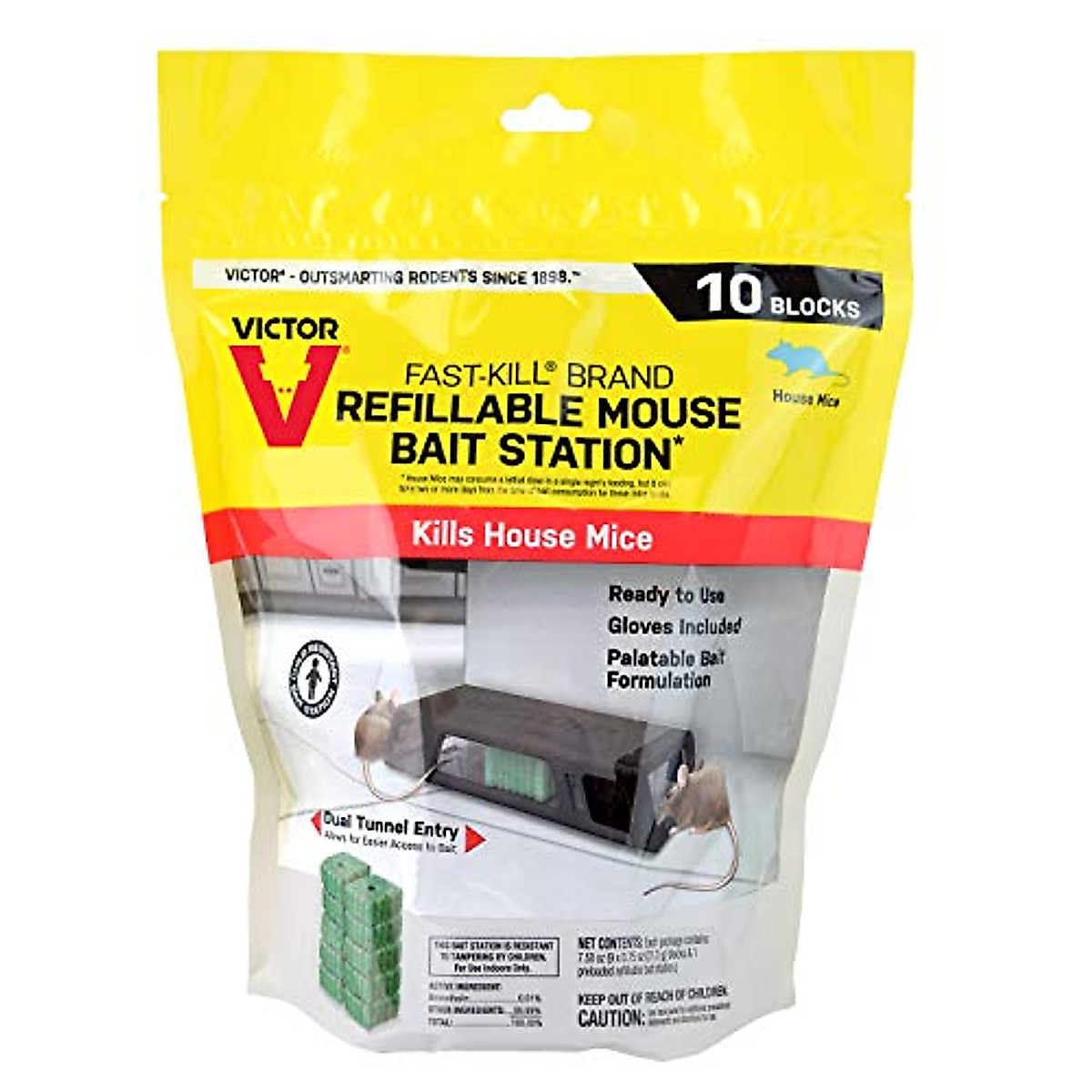 Victor M922 Fast-Kill Brand Ready-to-Use Refillable Mouse Station – 10 Blocks