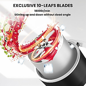 Elechelf Portable Blender, Mini Blender For Shakes and Smoothies, Personal Blender USB Rechargeable, Fresh Juice Blender With 8 Blades, 12oz Handheld Blender For Kichen Ice (Black)