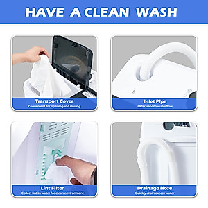 Portable Washing Machine 15Lbs Capacity Washer and Dryer Combo 2 In 1 Mini Compact Twin Tub Washing Machine Laundry Washer(9Lbs) & Spinner(6Lbs) with Built-in Gravity Drain Pump,Low Noise and Easy Store for Apartment,Dorms,RV Camping (Black)