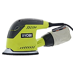 Ryobi CFS1503GK Compact Corner Cat 12,500 OPM 1.2 Amp Corded Orbital Finishing Sander w/ 10 Pads and Carrying Case