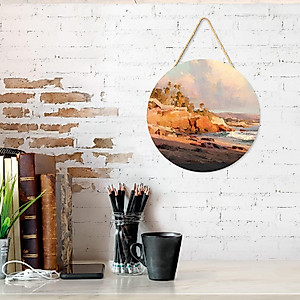 12 Inch Black Blank Unfinished Wooden Circle Sign Round Hanging Decorative Wood Plaque Wooden Sign with Ropes for DIY Crafts, Door Hanger, Sign, Wood Buring, Painting, Christmas Decor